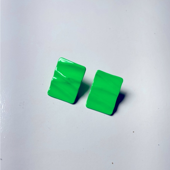 Vintage | Jewelry | Vintage Bright Neon Green Pierced Earrings | Poshmark